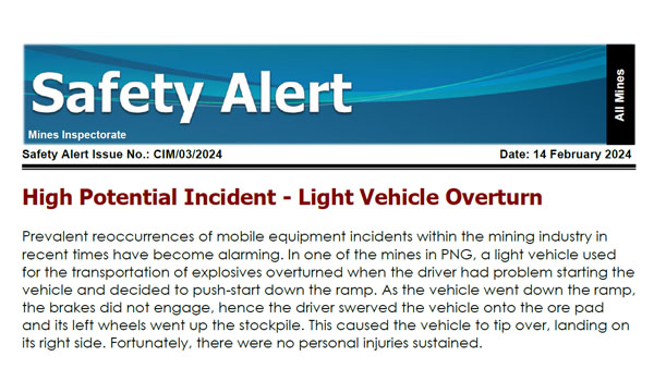 Safety Alert – Light Vehicle Overturn - MRA - Mineral Resources ...